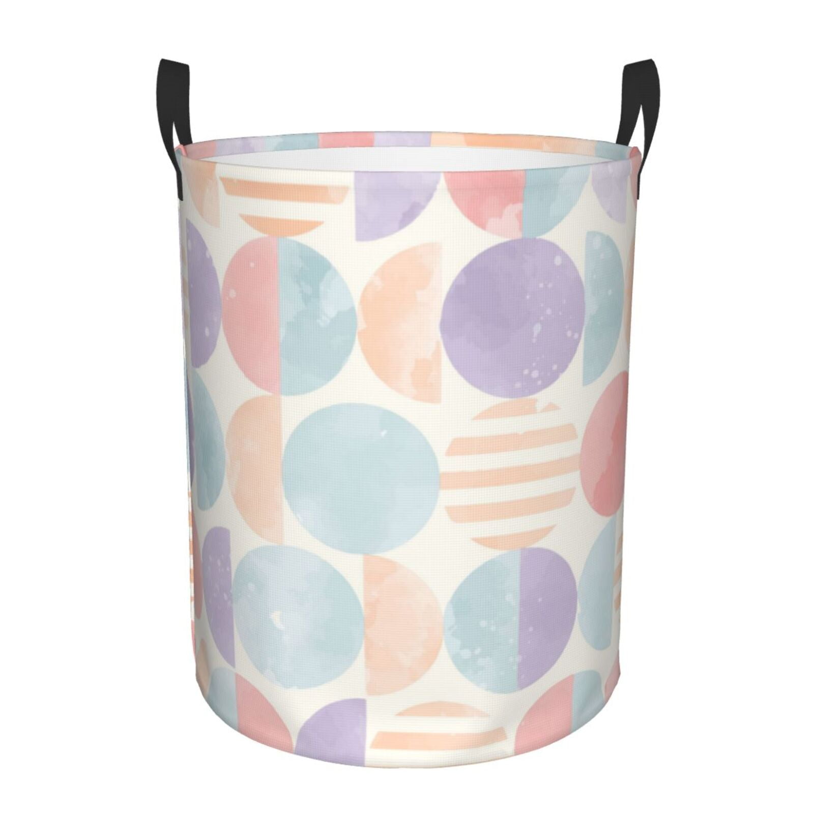 XMXT Collapsible Laundry Basket, Watercolor Geometric Circle Pink ...