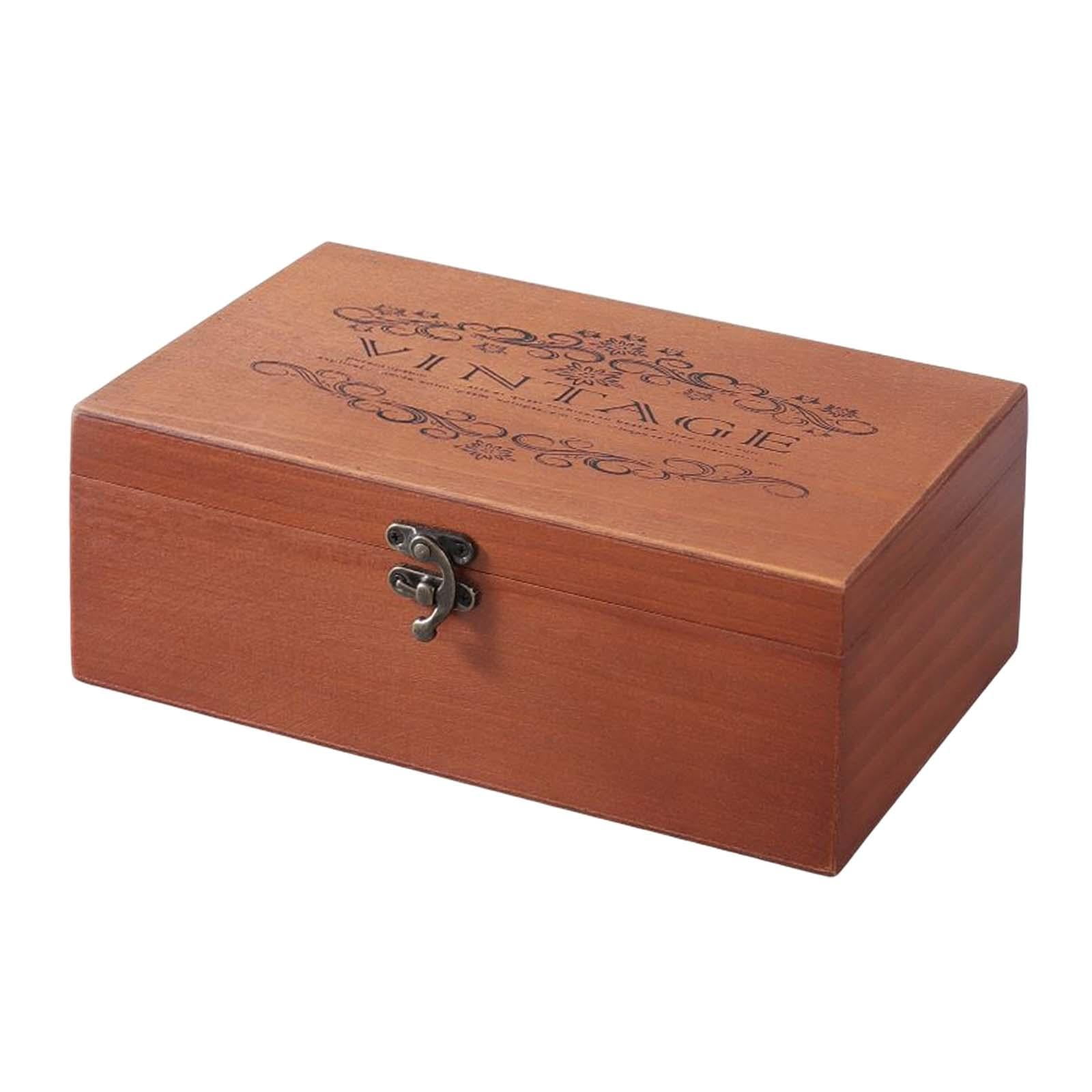 Retro Style Wooden Storage Box Lockable Multifunctional Gift Boxes ...