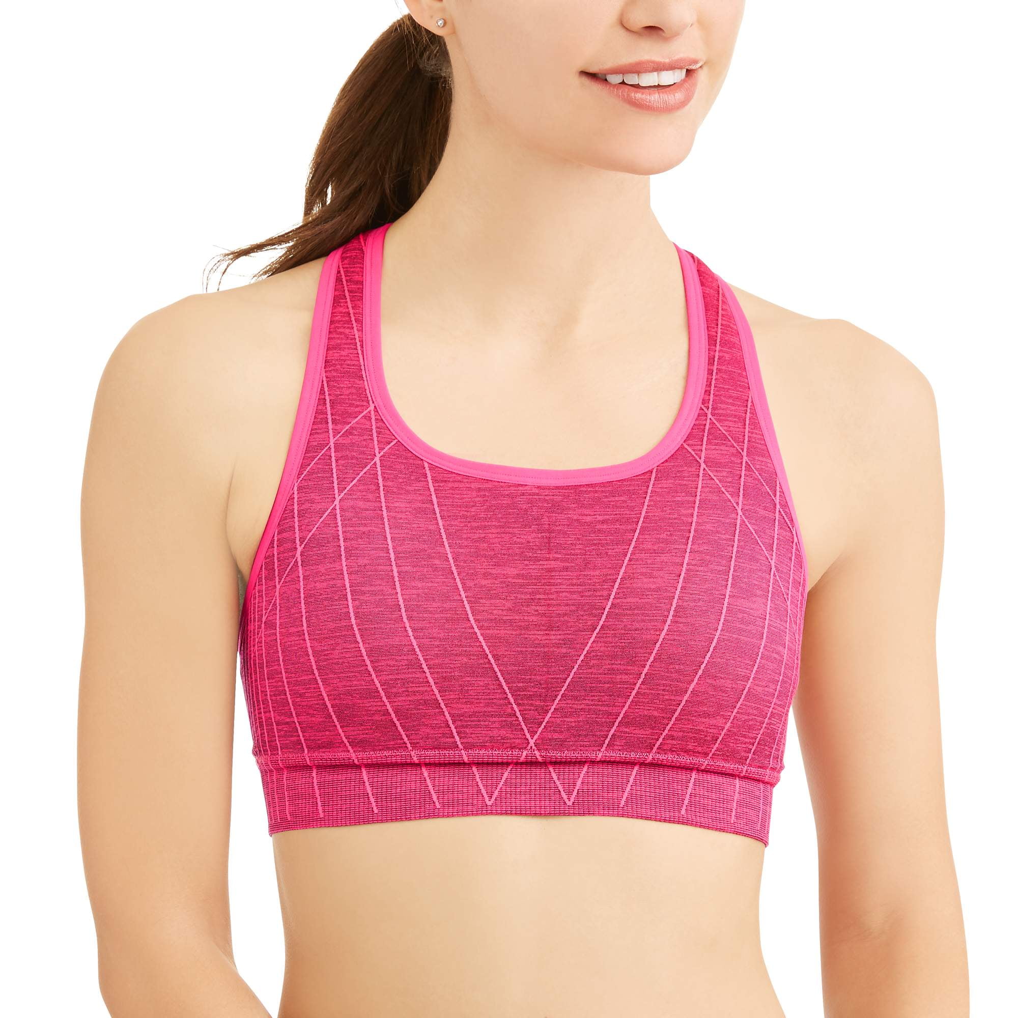 Womens Medium Impact Seamless Sports Bra With Open Back