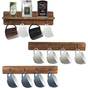 Autumn Alley Wall Mounted Wooden Barn Door Rustic Mug Rack with 8 ...
