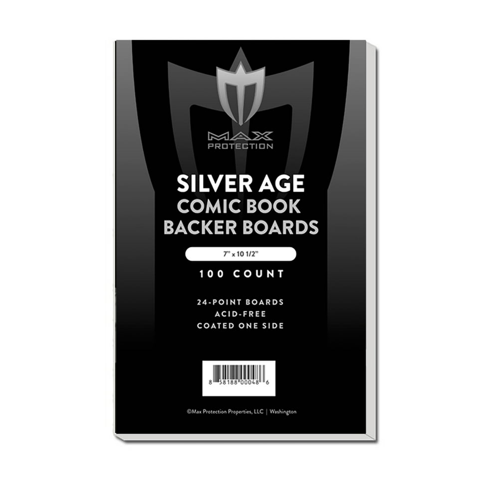 Max Pro Premium Comic Book Backing Boards, Silver, 100 Boards Per Pack ...
