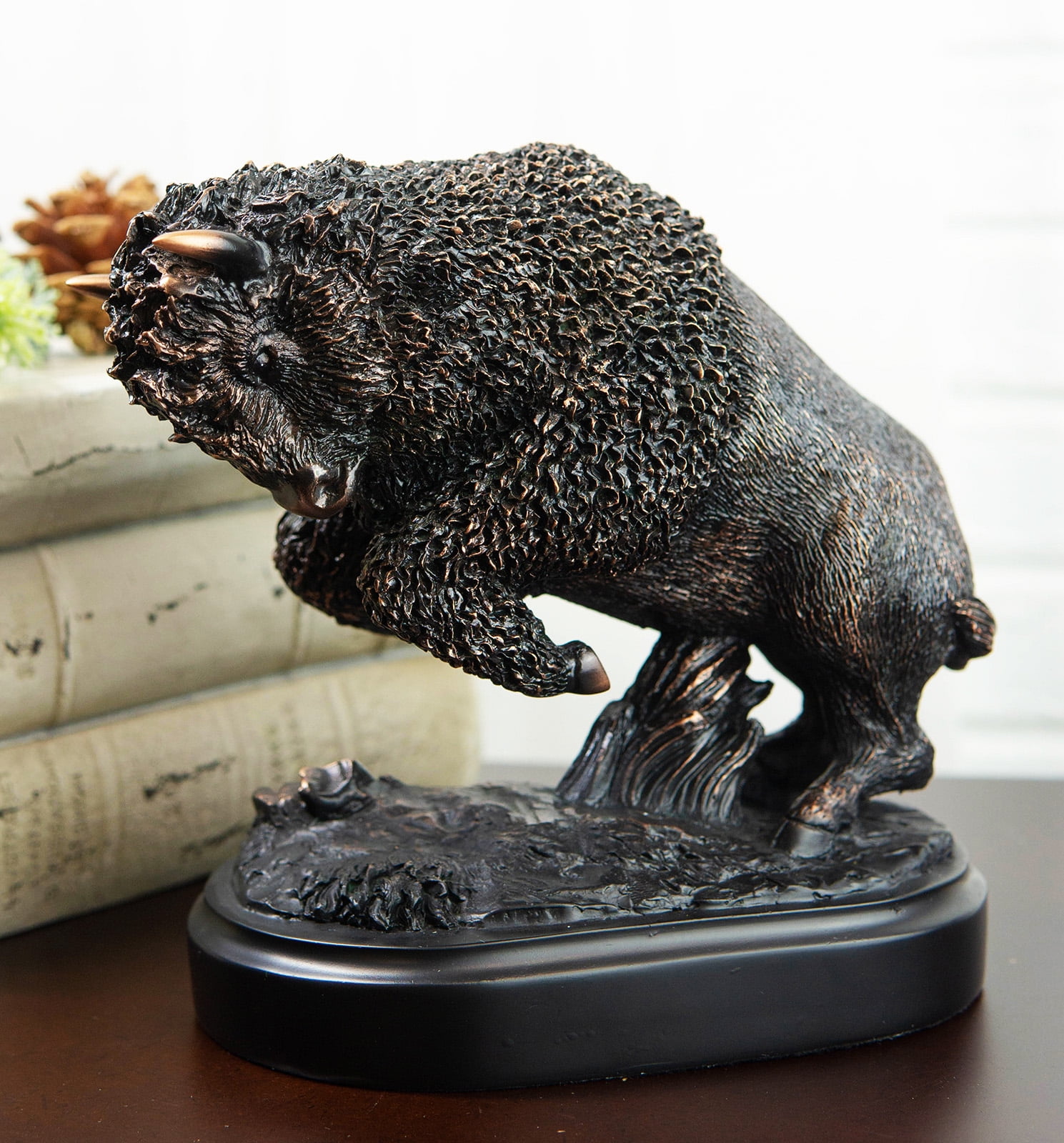 Rustic Western Charging American Buffalo Bison Bronze Electroplated ...