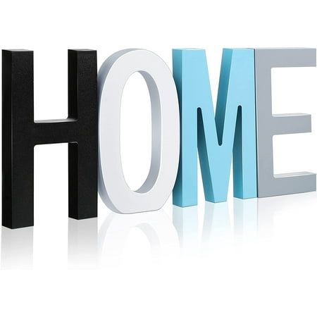 4 Pieces 13.4 inch Rustic Wood Home Sign Decorative Wooden Block Word ...