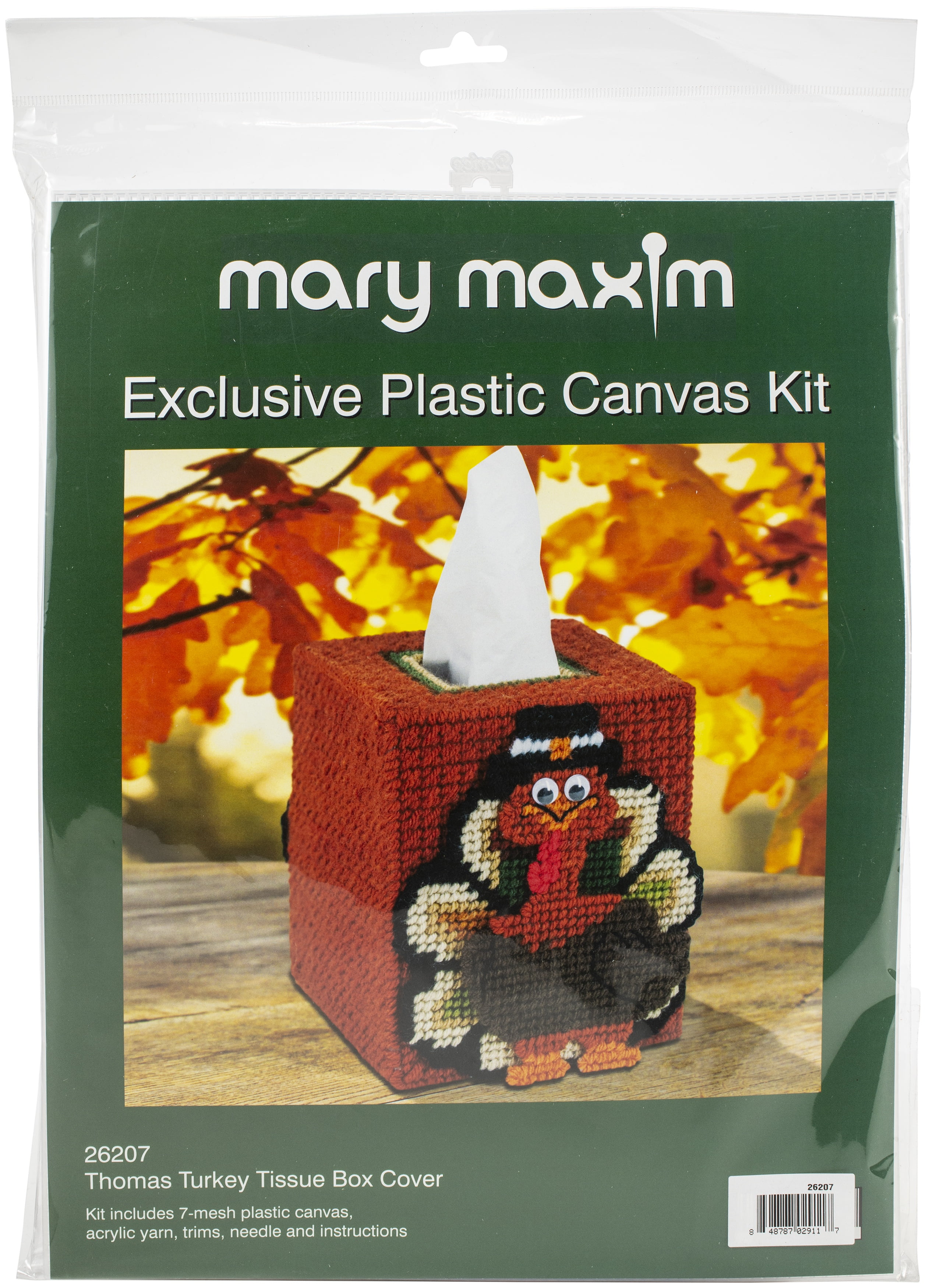 Mary Maxim Plastic Canvas Tissue Box Kit 5"-Thomas Turkey (7 Count ...