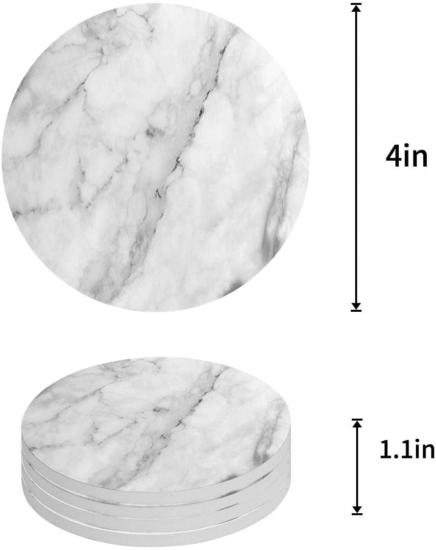 FMSHPON Marble Set of 8 Round Coaster for Drinks, Absorbent Ceramic ...