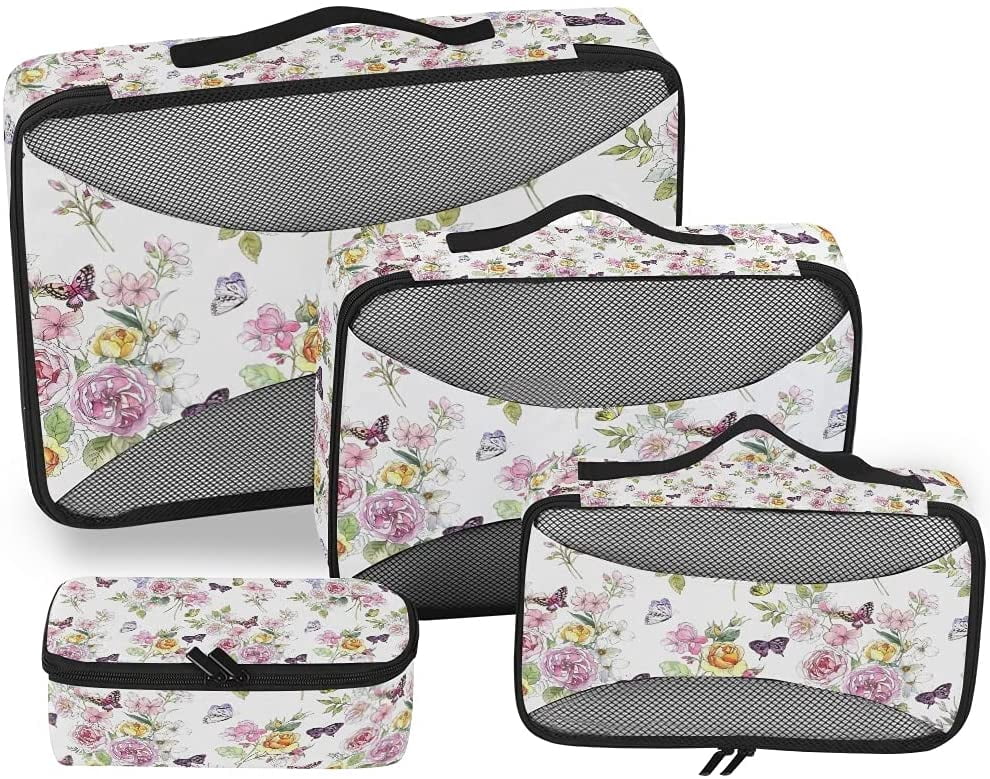 Packing Cubes Rose And Butterflies Compression Luggage Cubes Travel ...