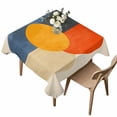 Waterproof Tablecloth Orange Color Block Boho Style Square Table Cloth ...
