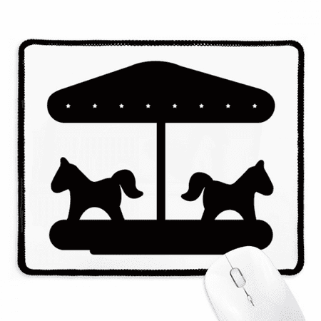 Black Carousel Amusement Park Outline Mousepad Stitched Edge Mat Rubber ...