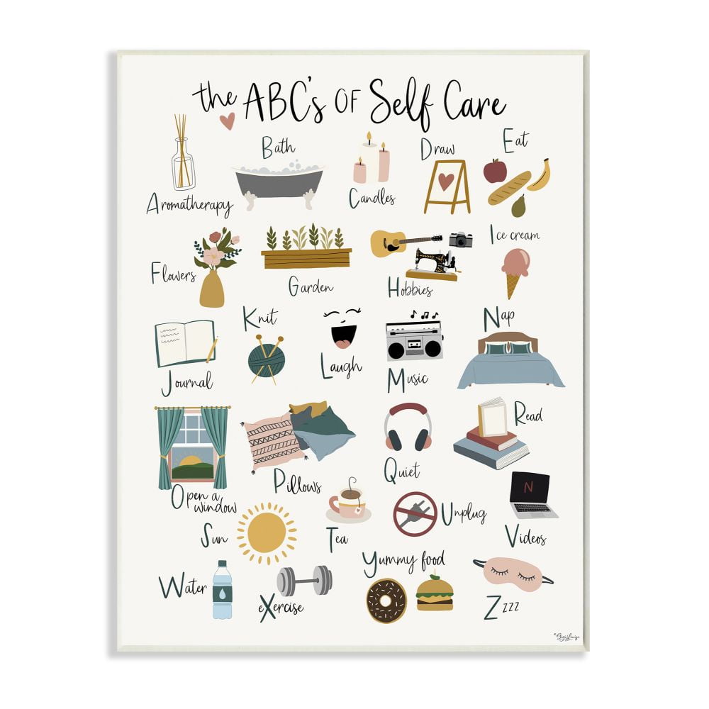 Stupell Industries ABC's of Self Care Adult Relaxation Alphabet Wall ...