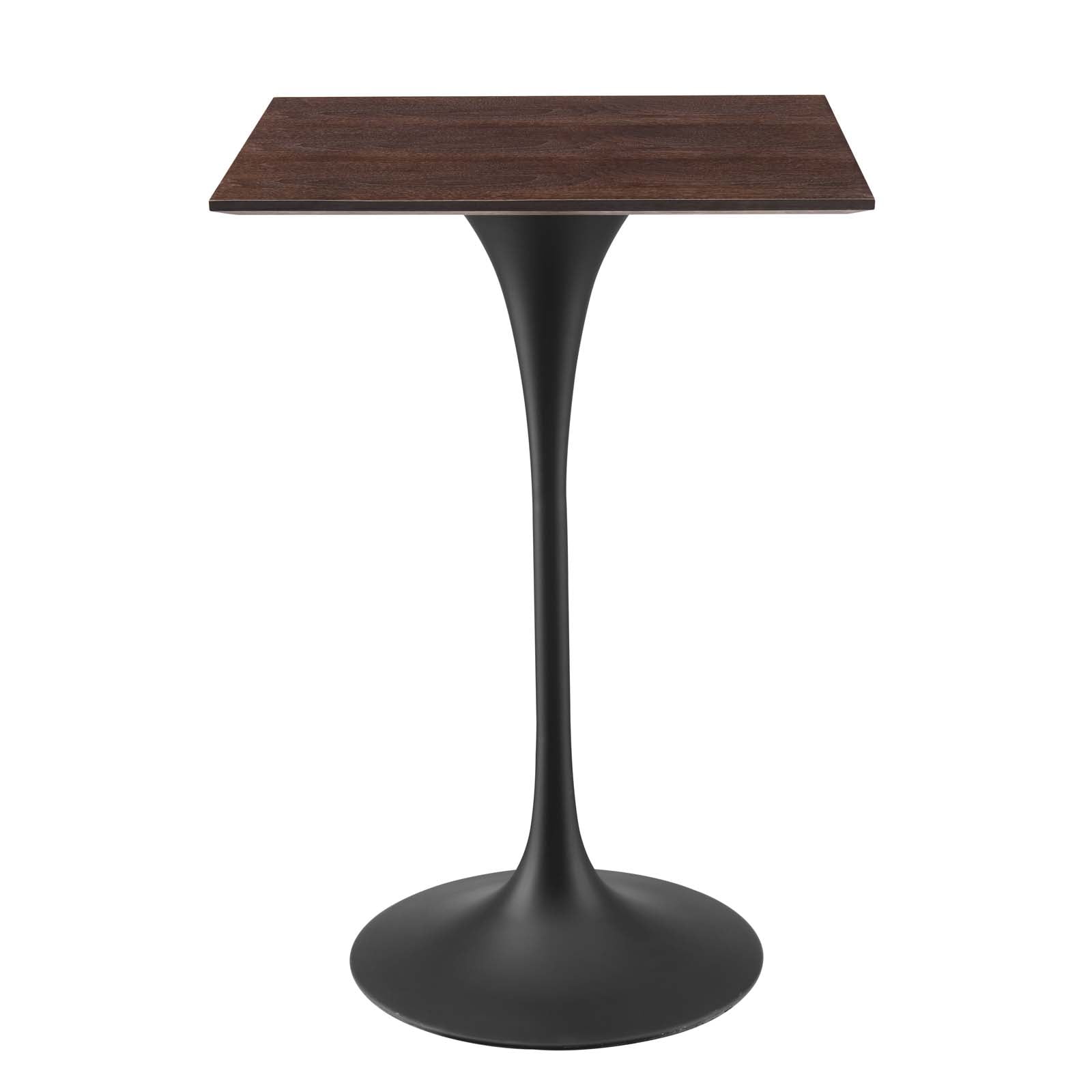 Bar Table, Square, Wood, Metal Steel, Black Dark Brown, Modern ...