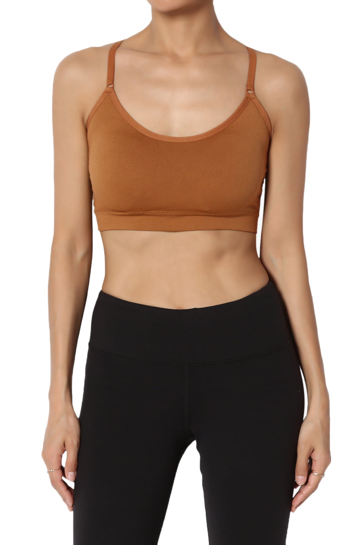 Themogan Womens And Plus Removable Pad Cross Back Spaghetti Strap Bra