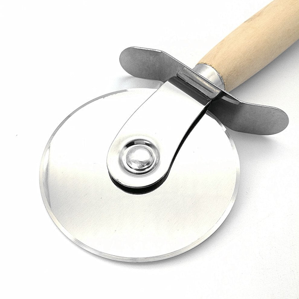 Round Pizza Cutter Stainless Steel With Wooden Handle Pizza Knife ...