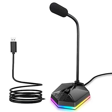 USB Computer Microphone Desktop, Gooseneck Mic with Mute Button, LED Indicator, Plug & Play ...
