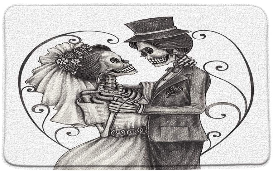 Mi Memory Foam,Halloween Skull Skeleton Lover Marry Bride and Groom ...