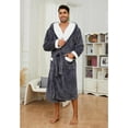 Vulcanodon Mens Robe with Hood,Full Length Plush Robe for Men Contrast ...