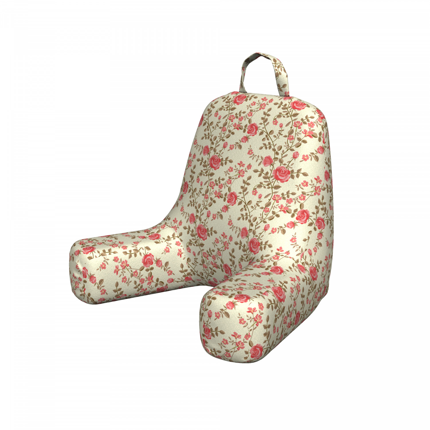 Rose Reading Pillow, Rustic Pattern with Floral Stems Old Fashion ...