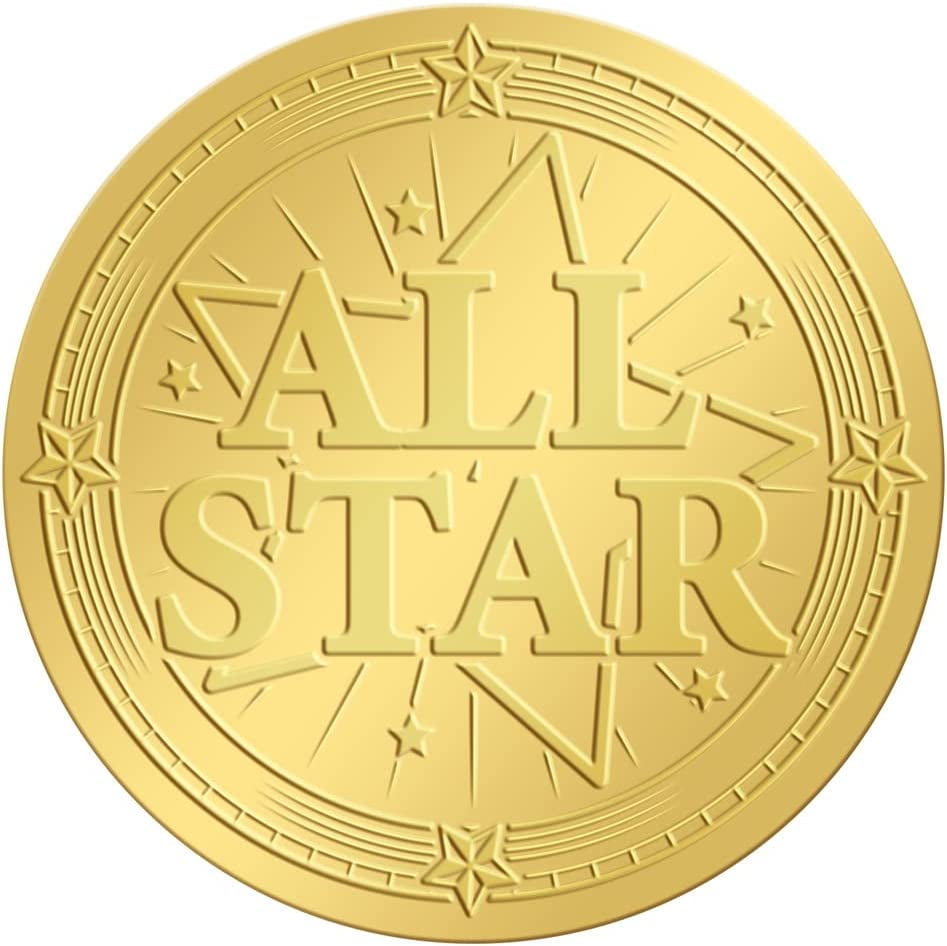 2 Inch Gold Foil Embossed Envelope Seals Stickers 100pcs Five-Pointed ...