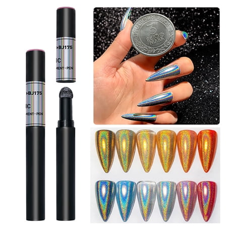SOLLED Solid Powder Air Cushion Magic Pen Nail Art Magic Mirror Effect ...