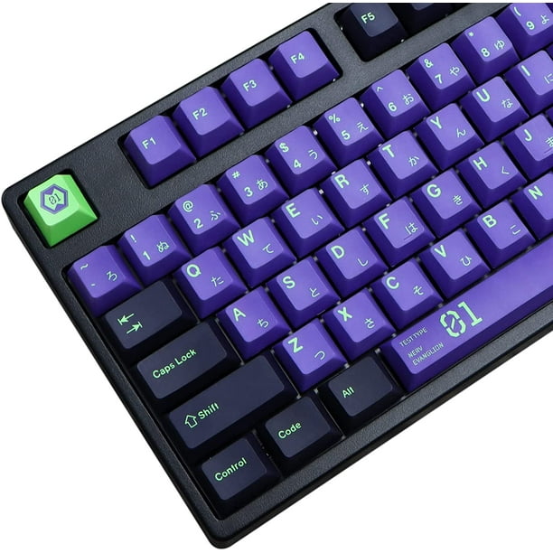 Keycaps EVA-01, 128 Set Evangelion Unit-01 Keycaps for Gaming Keyboard ...