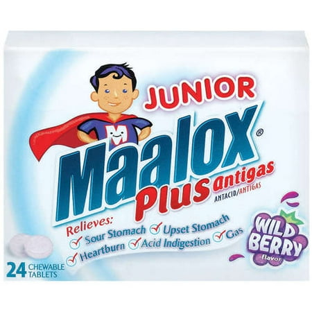 Maalox: Junior Plus Antigas Wild Berry Flavor Chewable Tablets Antacid ...