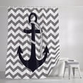 Black Nautical Anchor Shower Curtains for Bathroom, Gray Stripe Modern ...