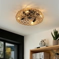 Ceiling-mounted Jute Rope Fan Light Strip with 4 Bulbs, Dimmable, 7 ...