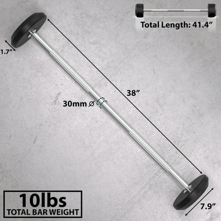 Synergee Fixed 10LB Barbell - Pre Weighted Straight Steel Bar with ...