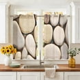 Abstract Art Cobblestones Sheer Curtains 39 Inch Long 2 Panels, Stone ...