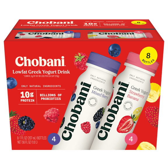 Chobani Complete Greek Yogurt Drink, Mixed Berry Vanilla, 10 Fluid ...