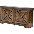 Brown Shoe Bench with Storage, Mudroom Bench with 2 Flip Drawers, Short ...