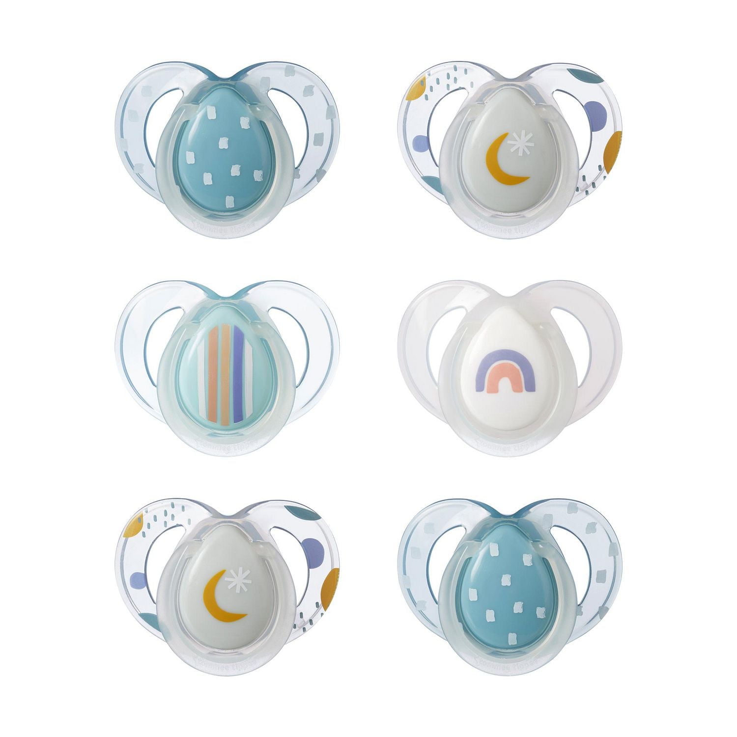 Tommee Tippee Night Time Glow In The Dark Pacifiers  Symmetrical Design  Bpa-Free Silicone  6-18m  6 Count