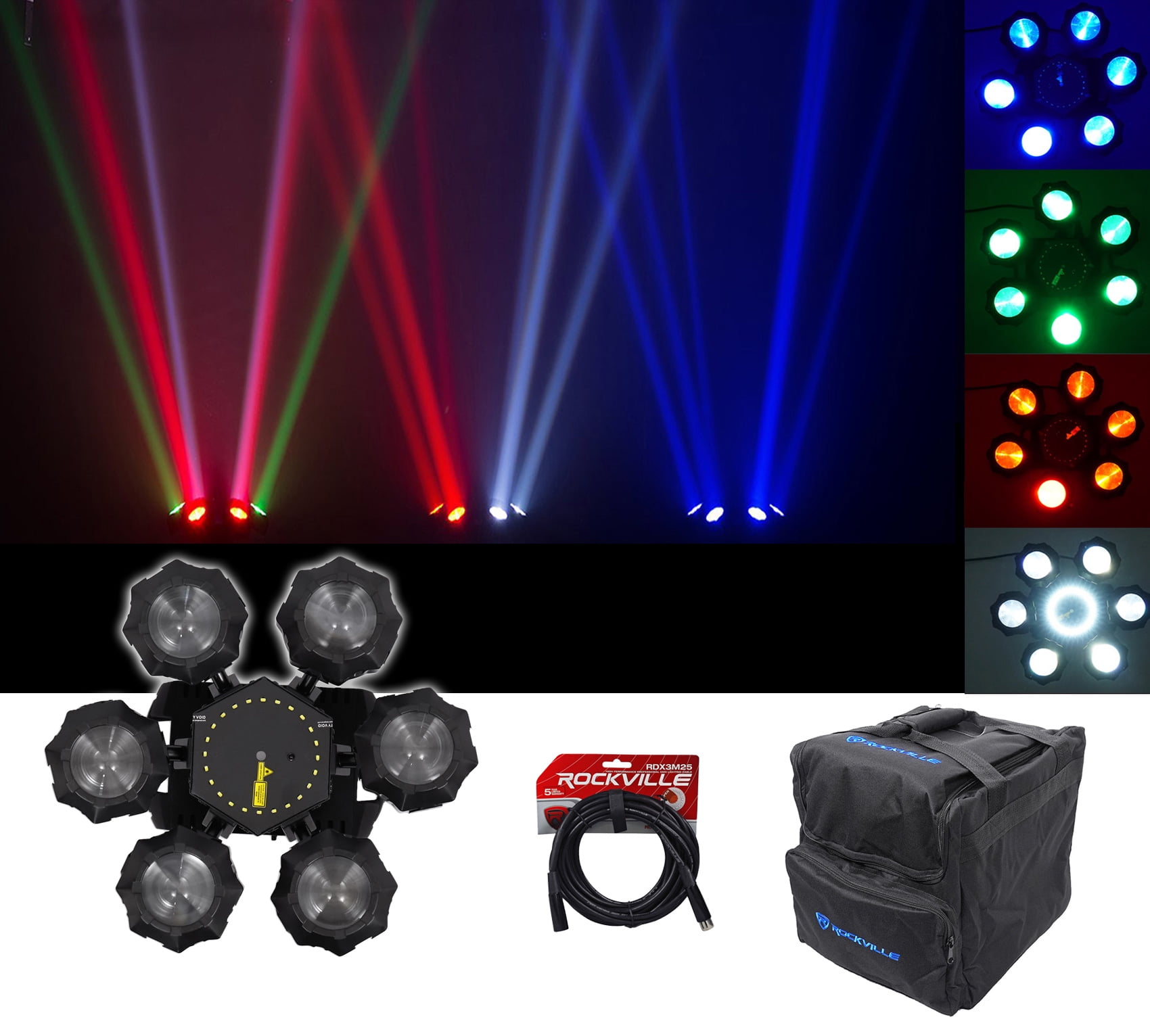 Chauvet DJ Helicopter Q6 DMX Rotating Dance Floor Effect Light+Carry ...
