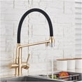 Brushed Gold Kitchen Faucet Filtered Water Dual Spout Purification ...