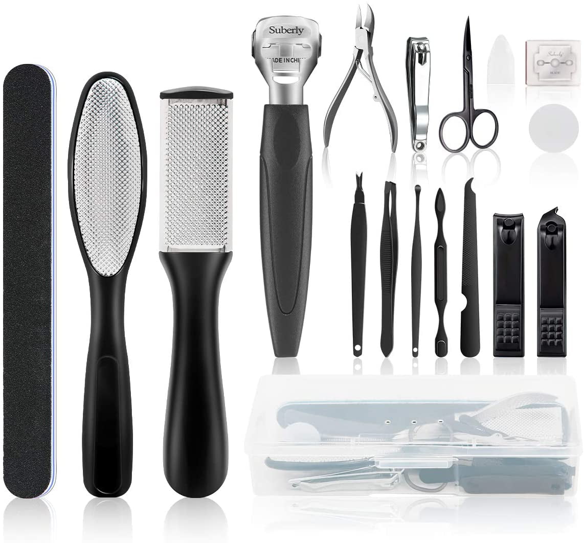 Professional Pedicure Tools Set 17 in 1, Stainless Steel Foot Rasp Foot ...