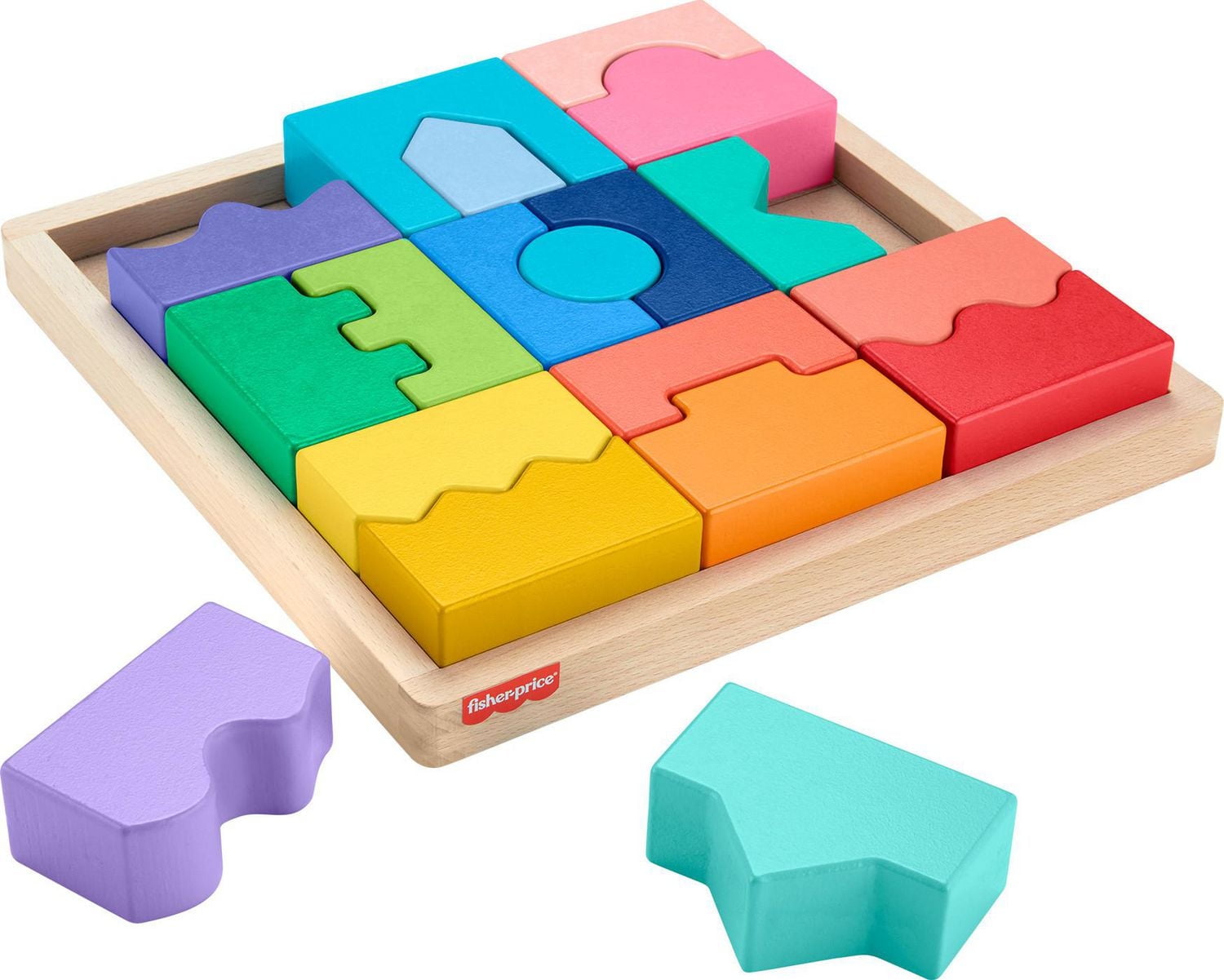 Wooden Interlocking Blocks Puzzle for Toddlers & Kids, 20 Wood Pieces ...