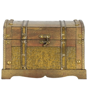 BERTDOMD Small Wooden Treasure Chest Rectangular Wood Storage Box With ...