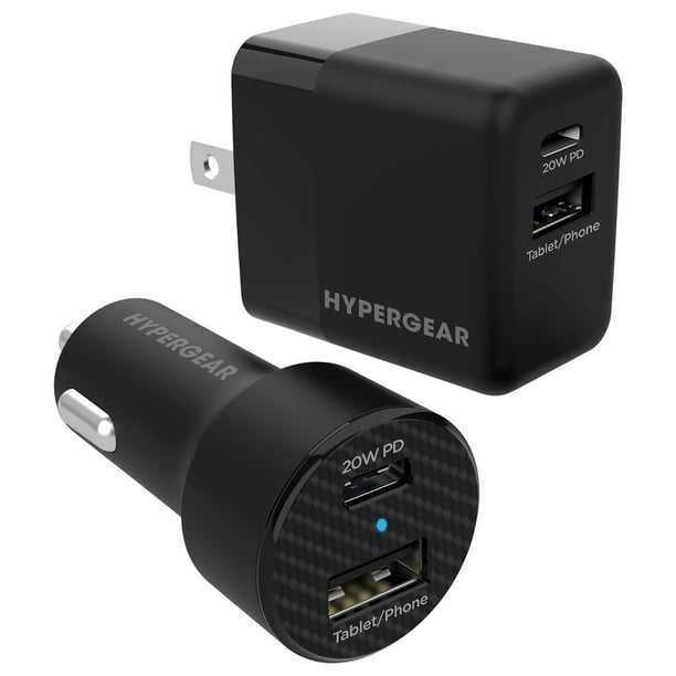 Hypergear Wall & Car Charger Bundle 20W USB-C PD & 12W (20WBUNDLE-PRNT ...