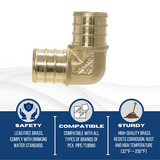 10 Pcs XFITTING Pex 3/4 Inch x 3/4 Inch Pex Elbow Brass Crimp Fitting, 23-2-2=10X - Walmart.com