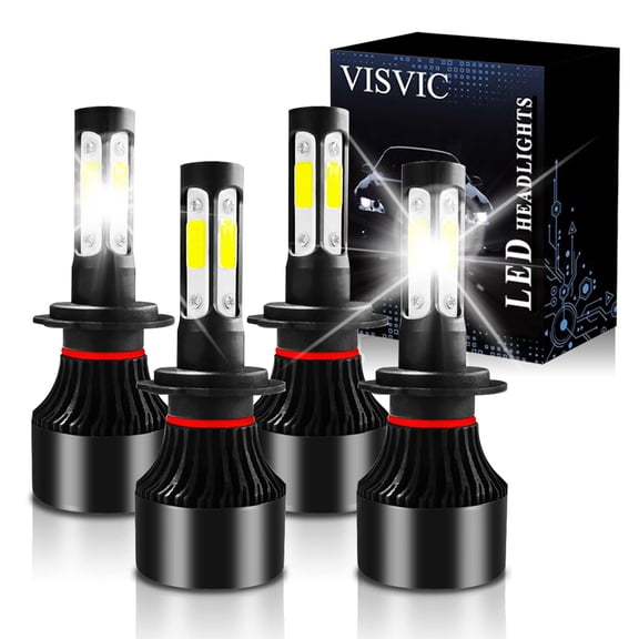 9005/HB3 + H7 LED Headlight Bulb High/Low Beam Kits, 4-Sided LED High ...