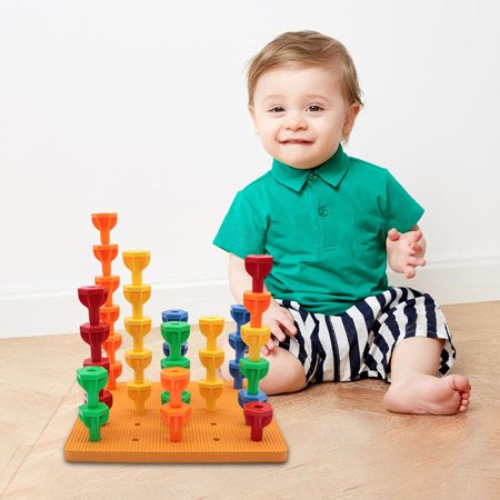 Peg Board Games Set Color Recognition Gifts Preschools Learning ...