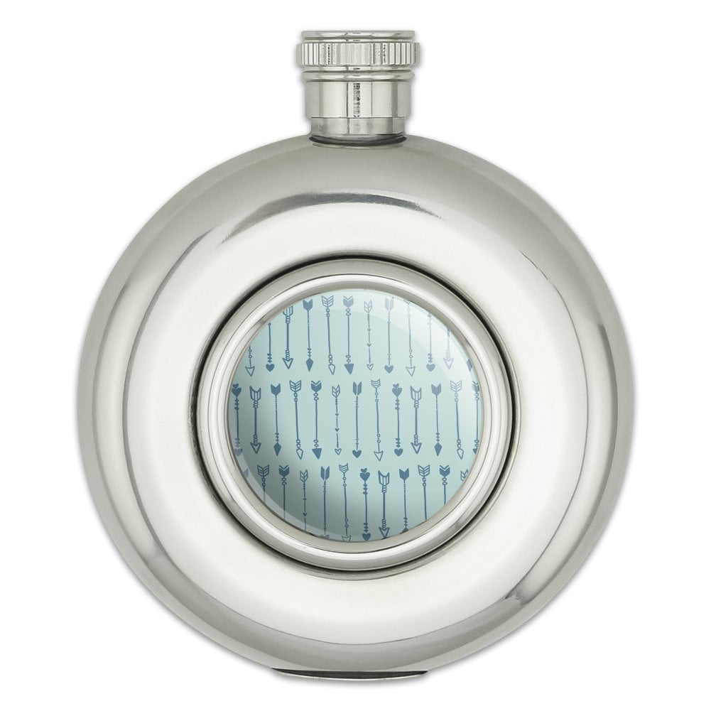 Artsy Arrows Hand Drawn Sketchy Pattern Round Stainless Steel 5oz Hip ...