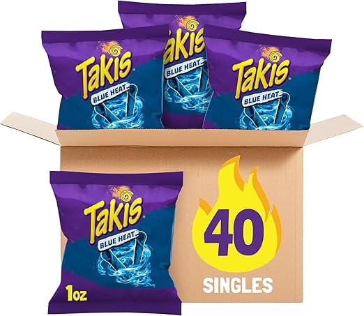 Takis Blue Heat Chili Pepper Tortilla Chips, Artificially Flavored, 40 ...