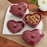 3-Piece Merlot Colored Mini Hearts Ceramic Baking Dish with Lid, The ...