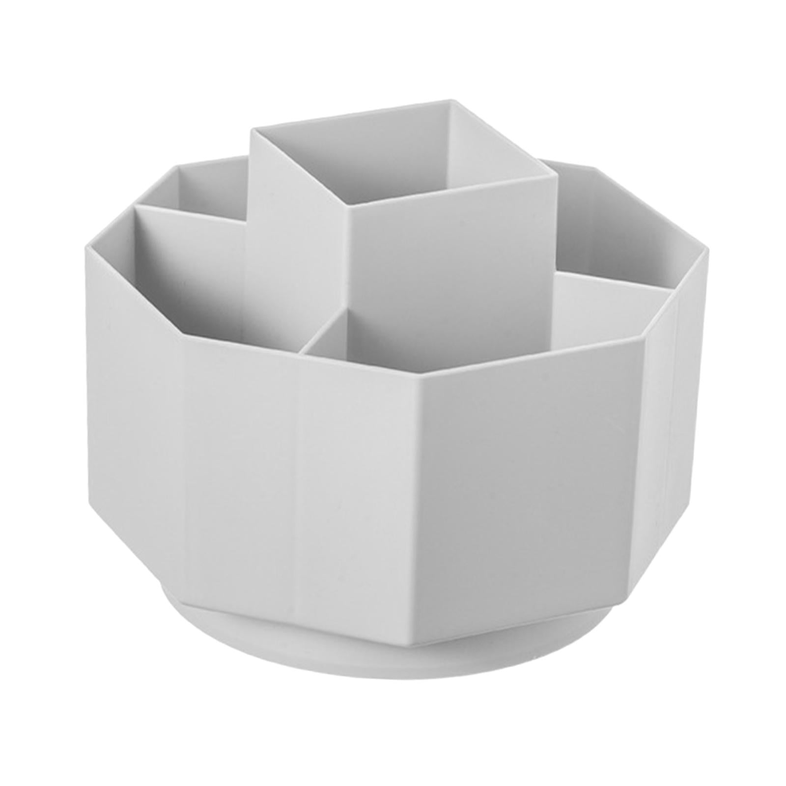 360 Rotary Desk Cosmetics Makeup Holder 5 Compartment Pen Holder Remote ...