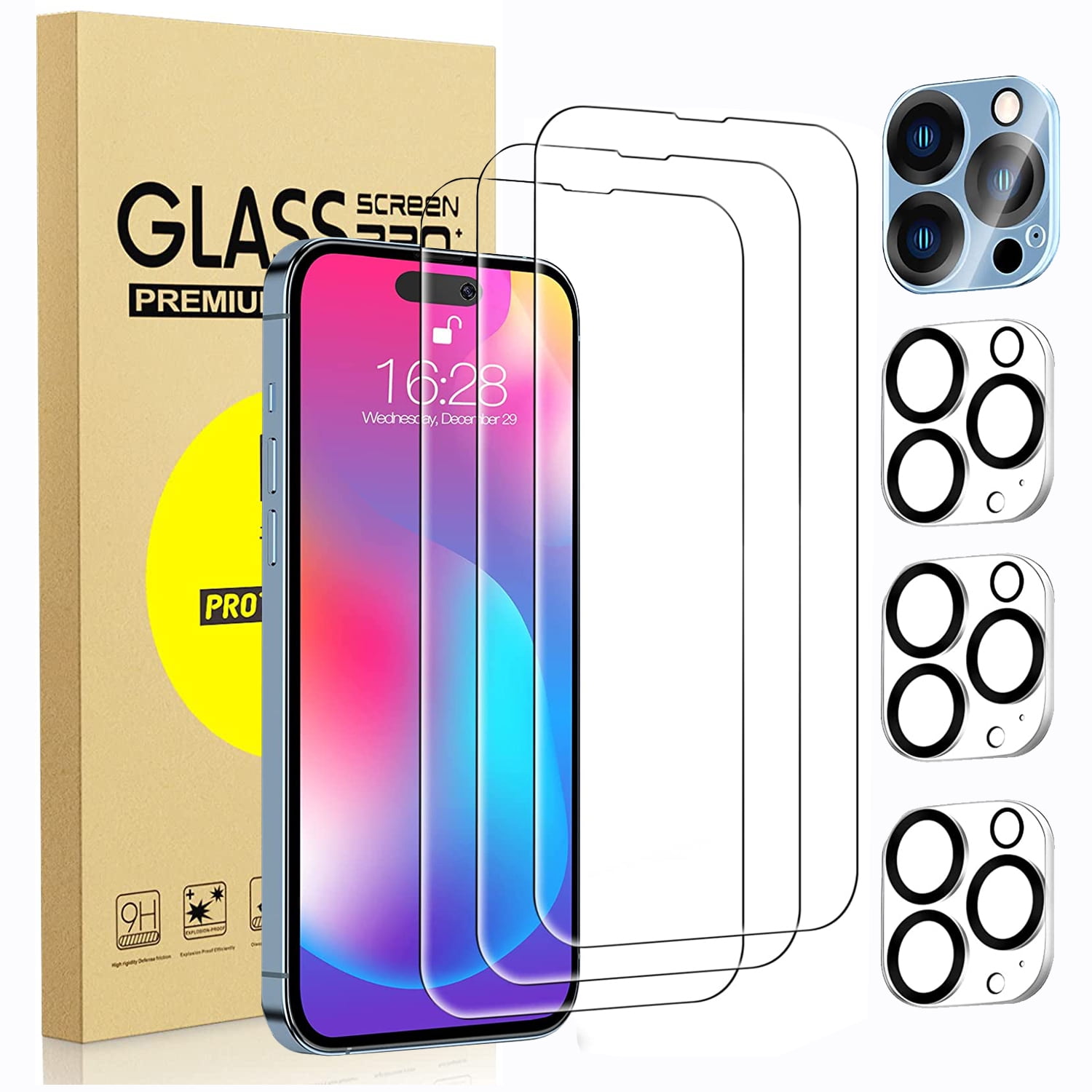 Wukang 3 Pack Screen Protector for iPhone 14 Pro Max 6.7" with 3 Pack ...