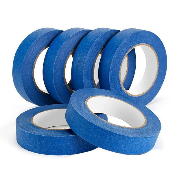 Cinta adhesiva de color azul para pintores, paquete de 6, 1 pulgada x ...