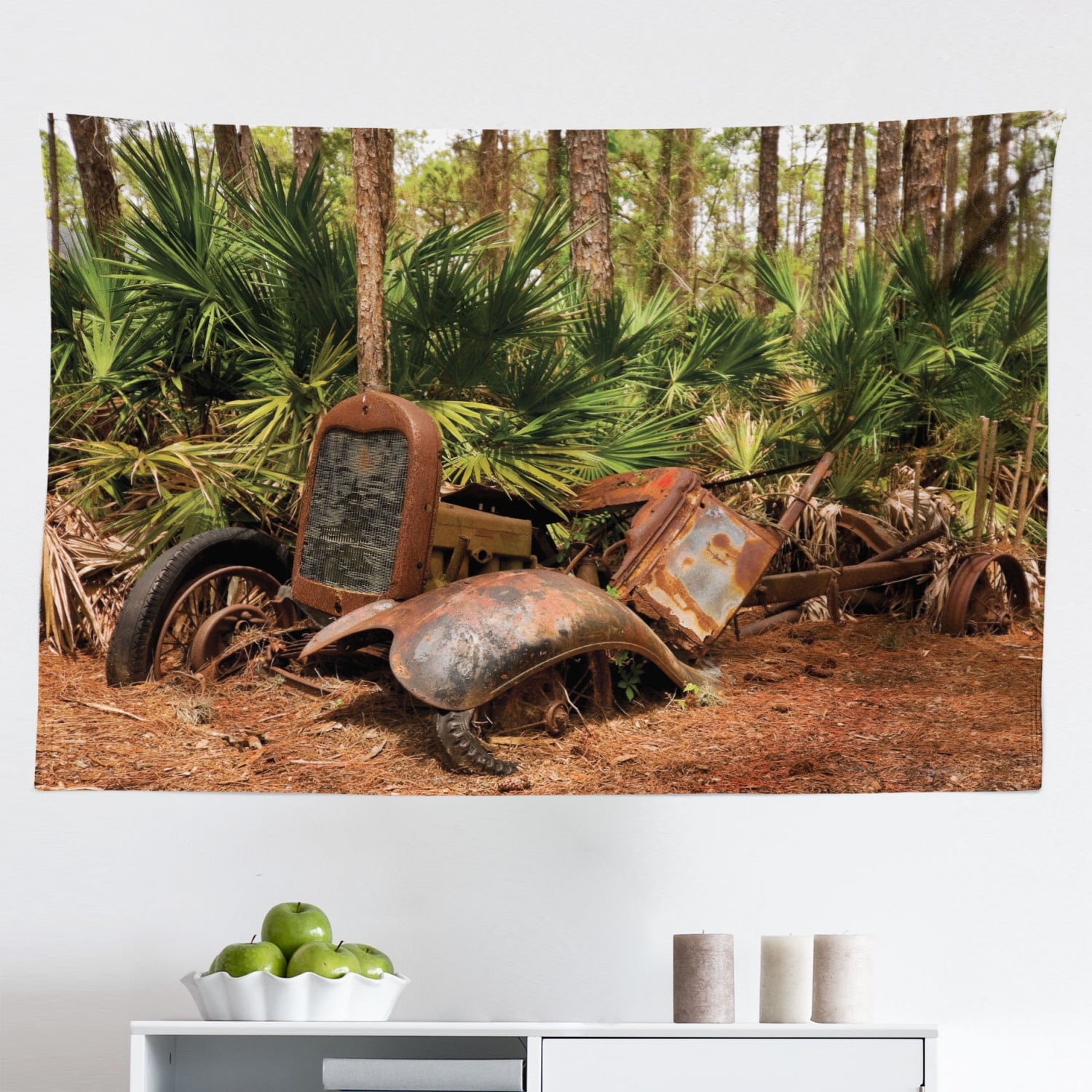 Hippie Tree Tapestry, Colorful Peace Shape of Heart with Flowers ...