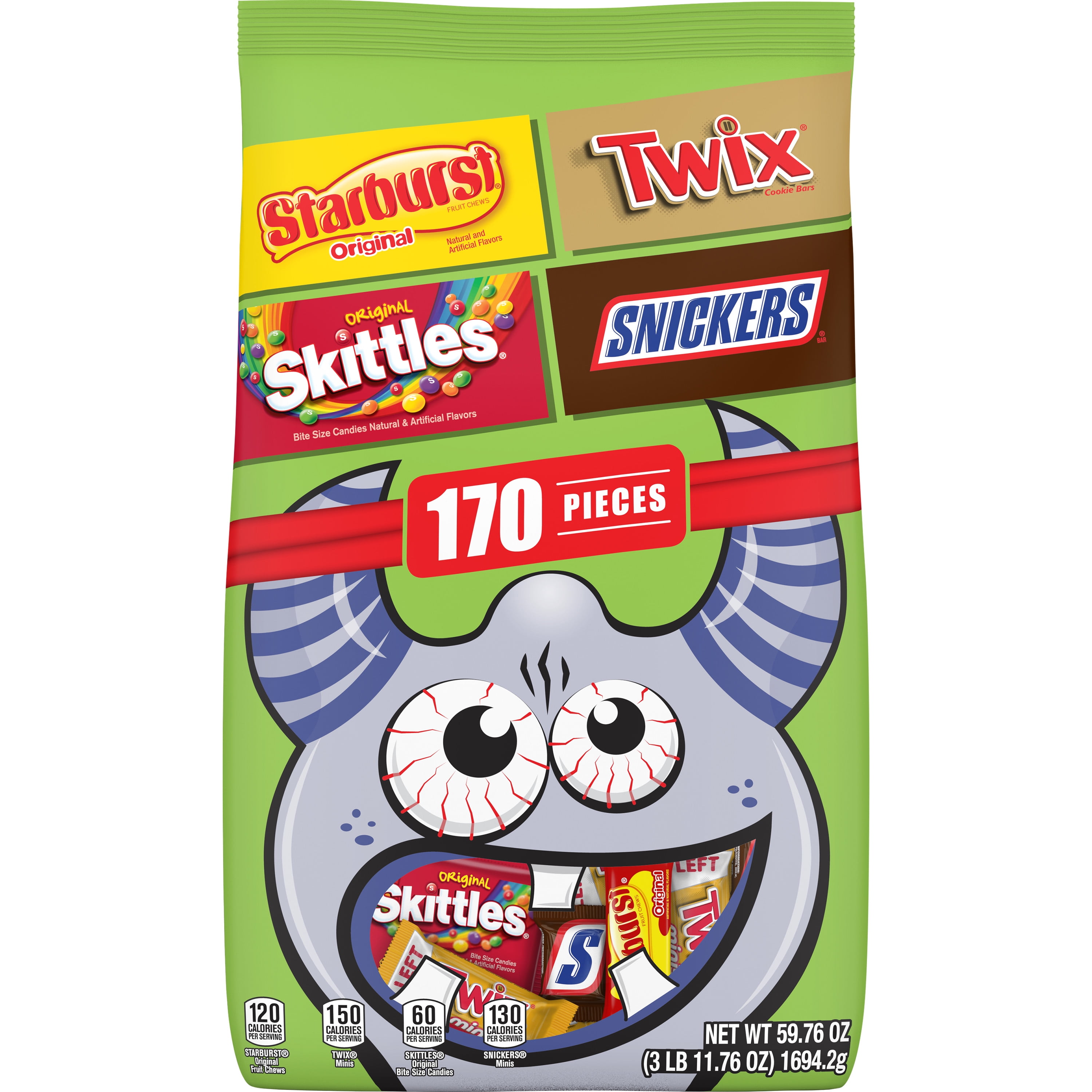 STARBURST, SKITTLES, TWIX & SNICKERS Candy, Halloween MINIS, 170 pieces ...