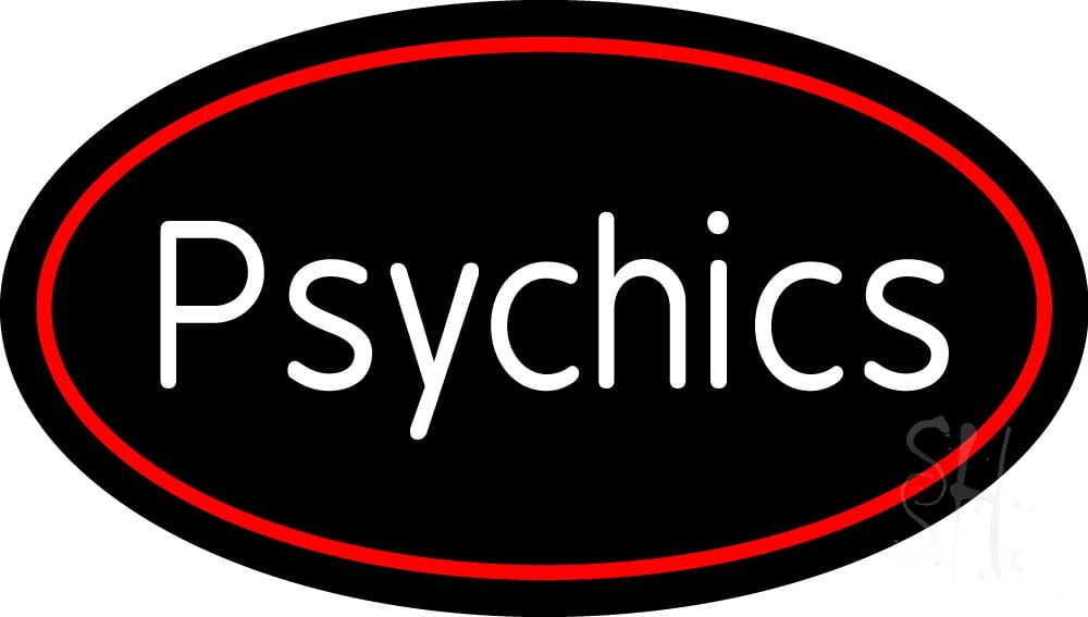 White Psychics With Oval LED Neon Sign 13 x 24 - inches Black Square ...