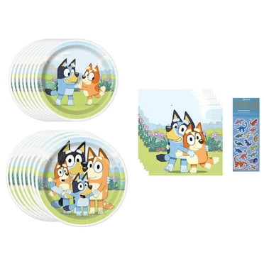 Bluey Themed Kids Birthday Party Decorations Set - 16 Lunch Plates, 16 ...